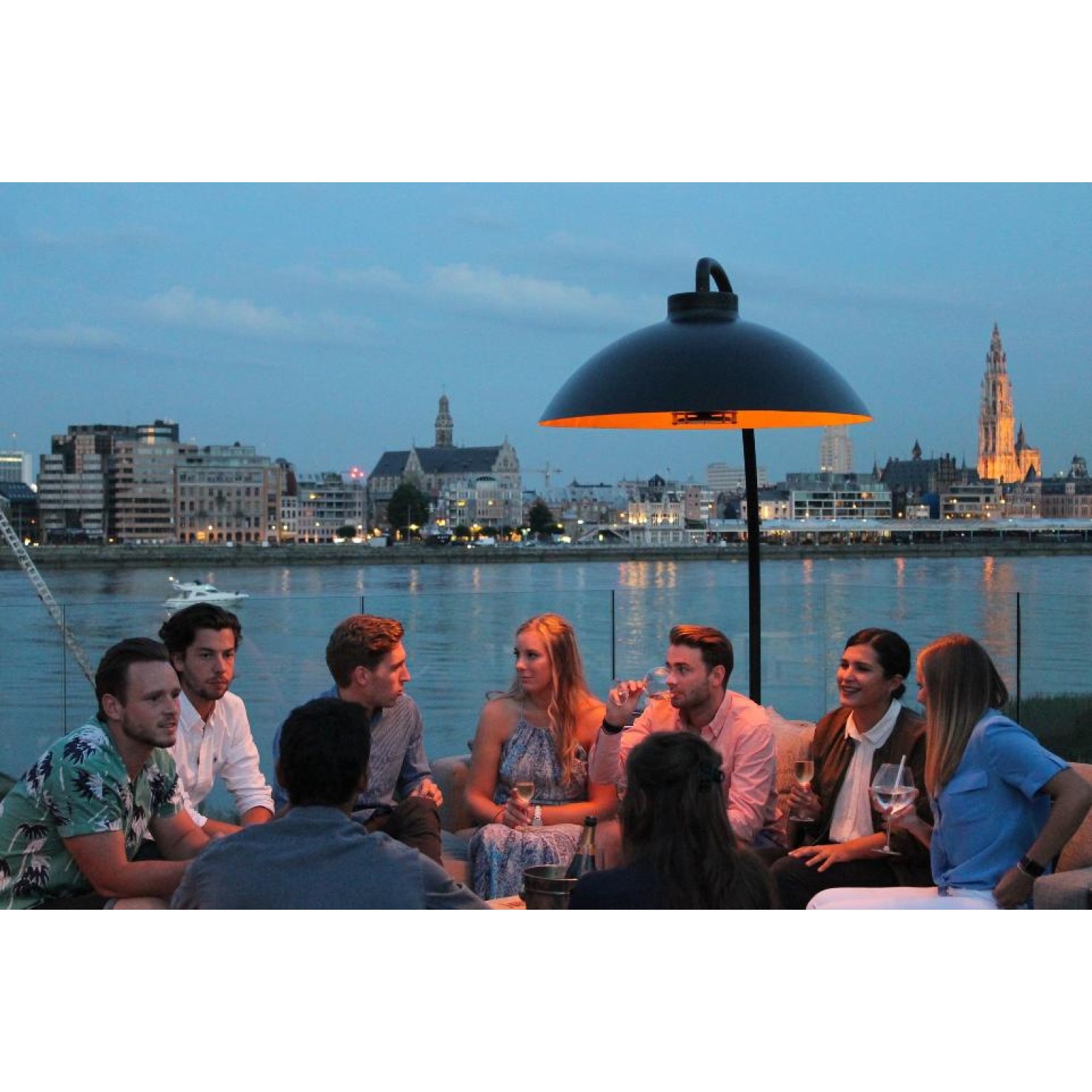 Heatsail Dome terras heater met verlichting - staand - Bistroo